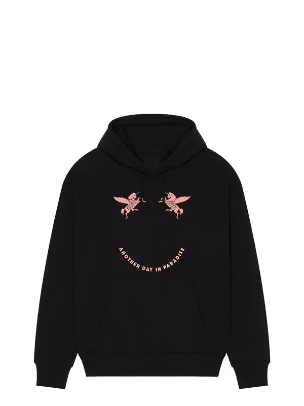 Givenchy Slogan Printed Drawstring Hoodie - Black