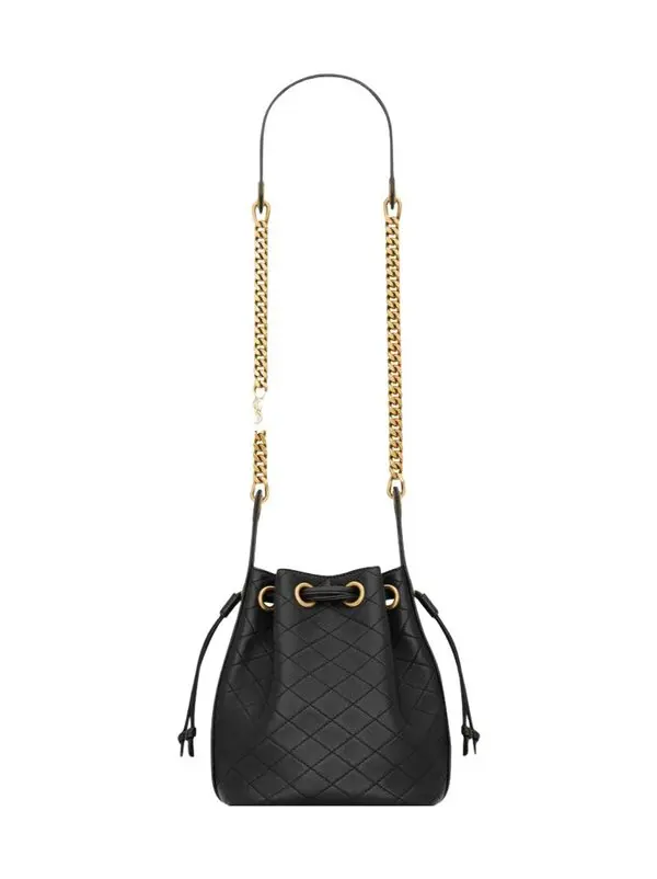 Saint Laurent Cassandre Bucket Bag In Lambskin - Black