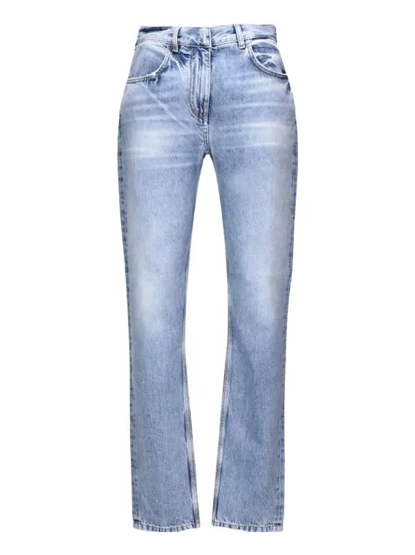 Givenchy 4g Plaque Straight-leg Jeans - Light Blue