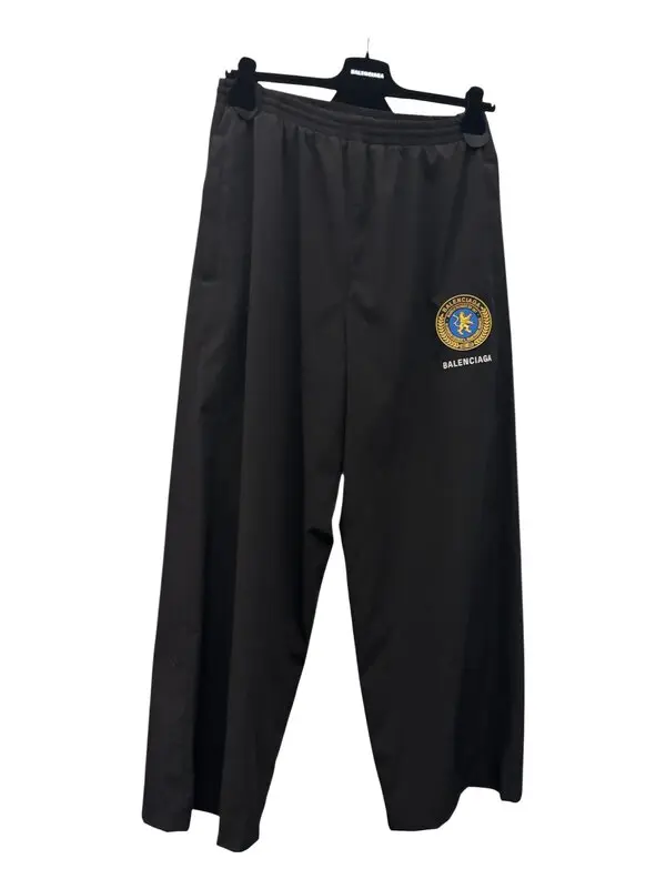 Balenciaga Logo Patch Wide-leg Pants - Black