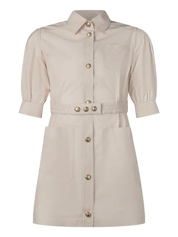 Moncler Logo Patch Shirt Dress - Nude