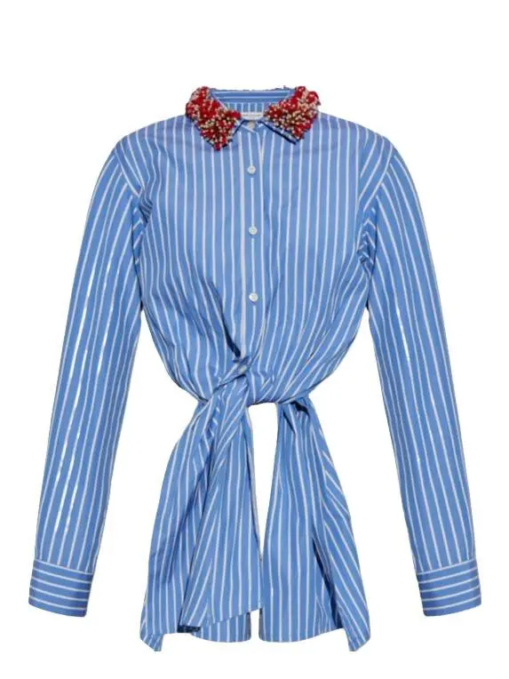 Dries Van Noten Calbero Striped Long-sleeve Shirt - Blue