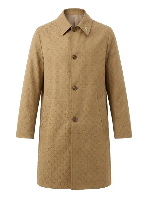 Gucci Gg Cotton Gabardine Coat - Beige