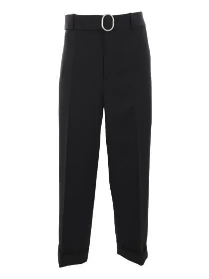 JIL SANDER Straight-leg Pleat-detailed Belted Trousers - Black