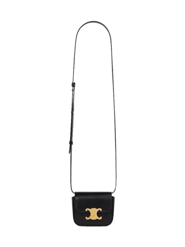 Celine Mini Claude In Shiny Calfskin - Black