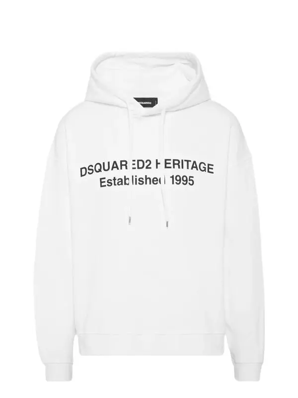 Dsquared2 Relaxed Fit Heritage Drawstring Hoodie - White