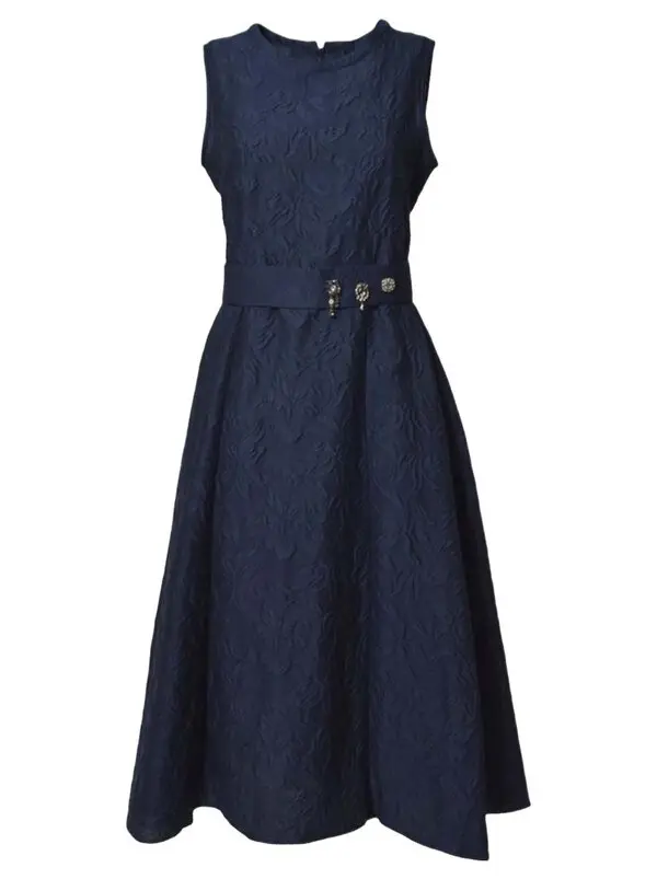 Max Mara Sleeveless Midi Dress With Floral Embroidery - Black