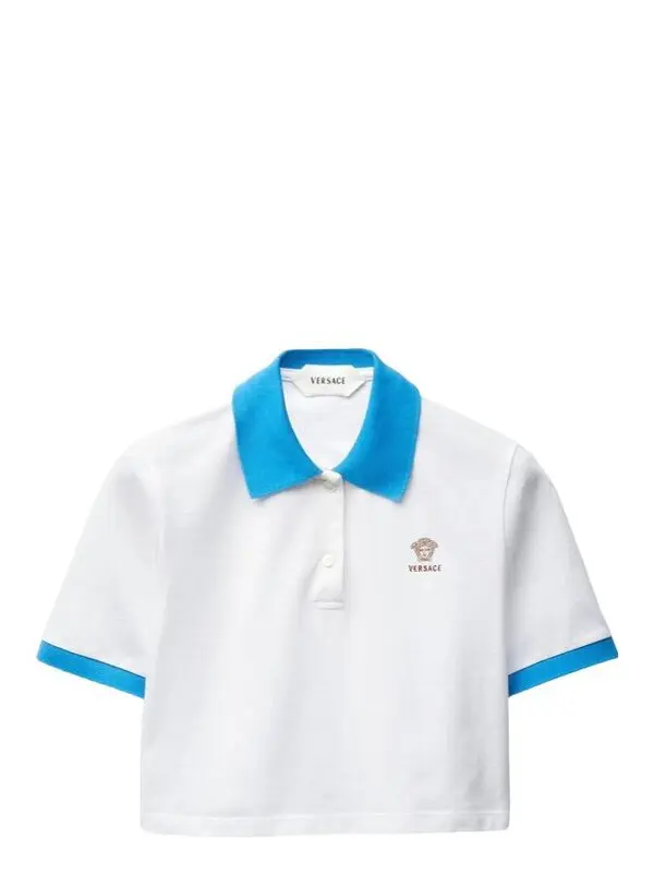 Versace Logo Piqué Polo T-shirt - White