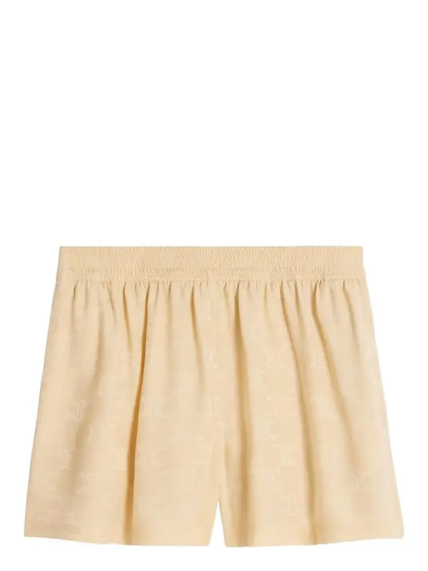Celine Triomphe Silk Jacquard Flowing Shorts - Nude