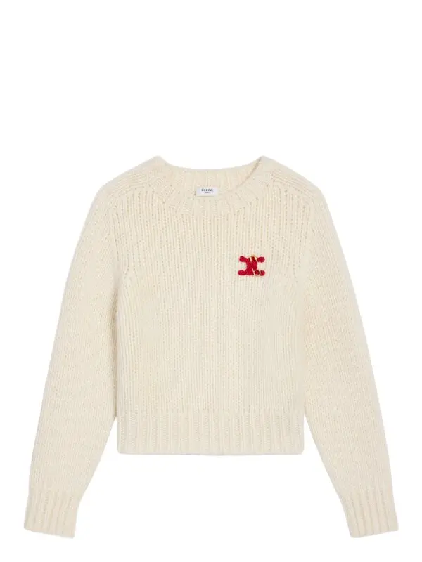 Celine Crewneck Sweater In Cashmere And Silk - Off White
