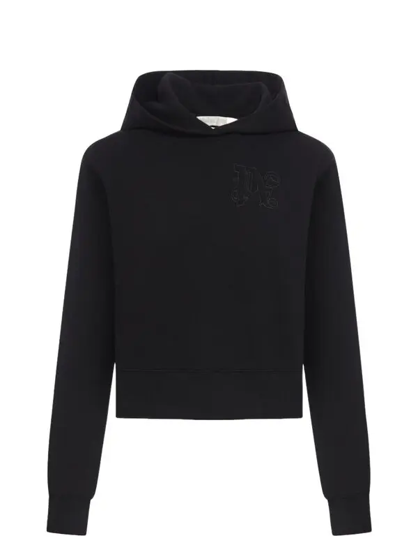 Palm Angels Monogram Embroidered Hoodie - Black