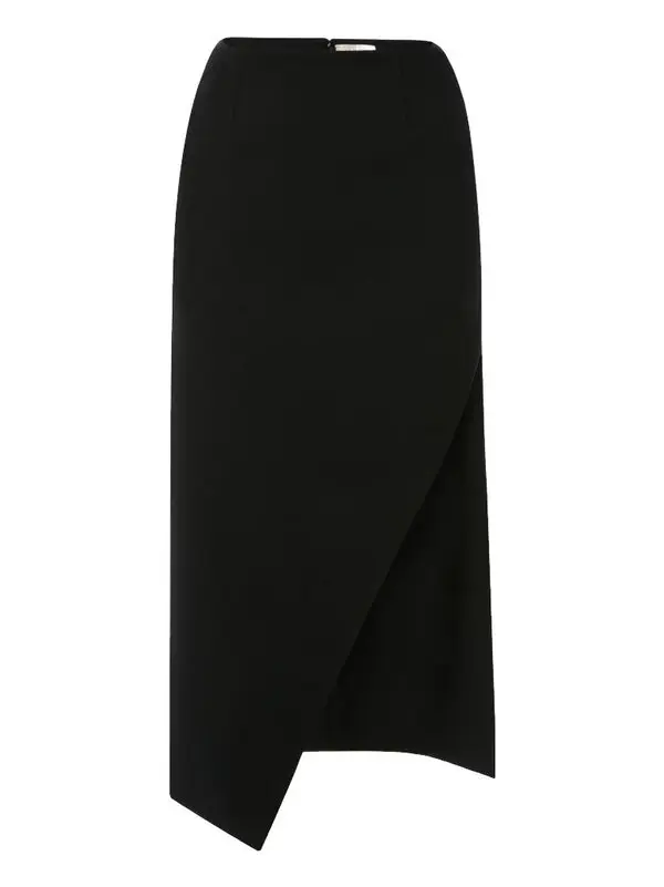 Alexander McQueen High-waist Slit Detailed Midi Skirt - Black