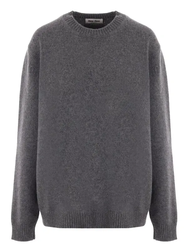 Miu Miu Cashmere Round Neck Sweater - Limestone Ash