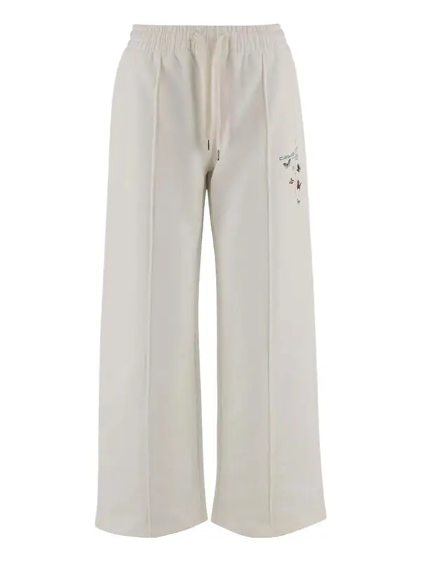 Casablanca Logo Printed Wide-leg Pants - White