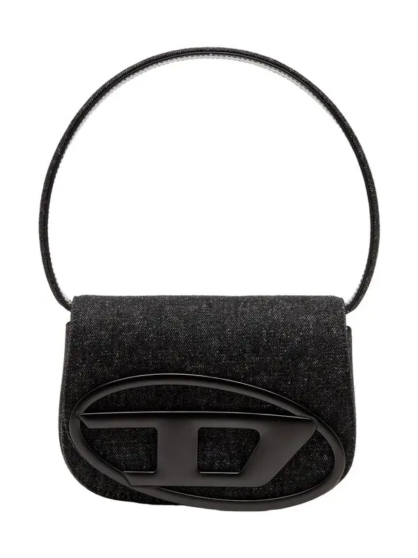 DIESEL® 1dr Logo Plaque Shoulder Bag - Black