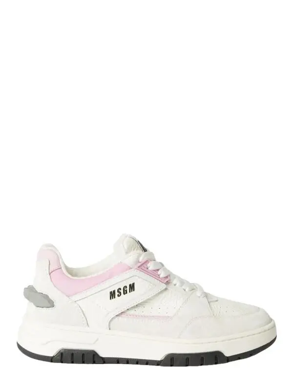 MSGM Logo Printed Lace-up Sneakers - White