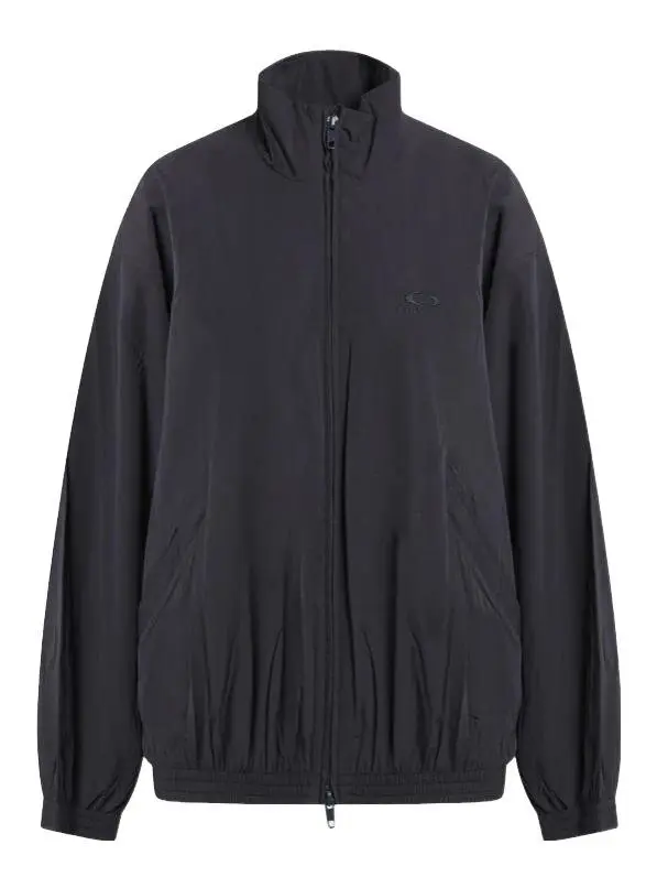 Balenciaga Zip-up Turtleneck Jacket With Logo Embroidery - Black