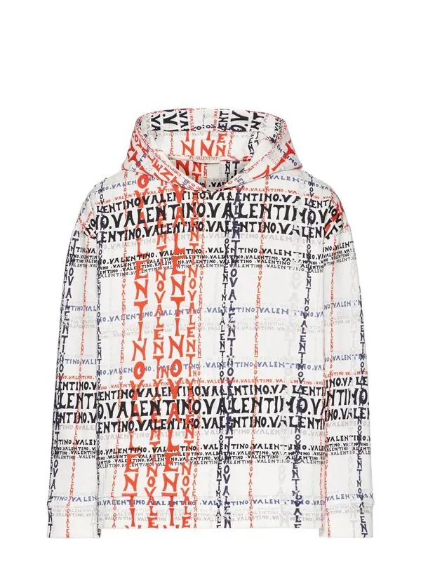 Valentino Garavani All-over Printed Long-sleeved Hoodie - White