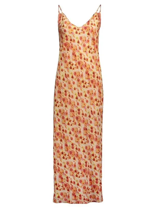 Max Mara Floral Print V-neck Maxi Dress - Nude