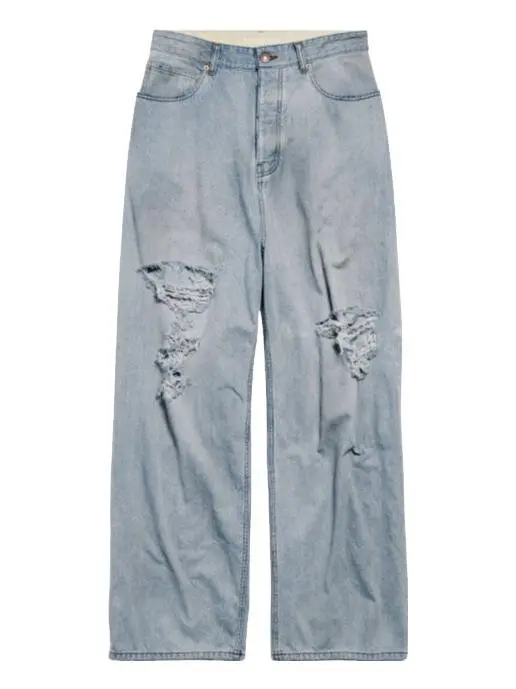 Balenciaga Destroyed Baggy Jeans - Blue