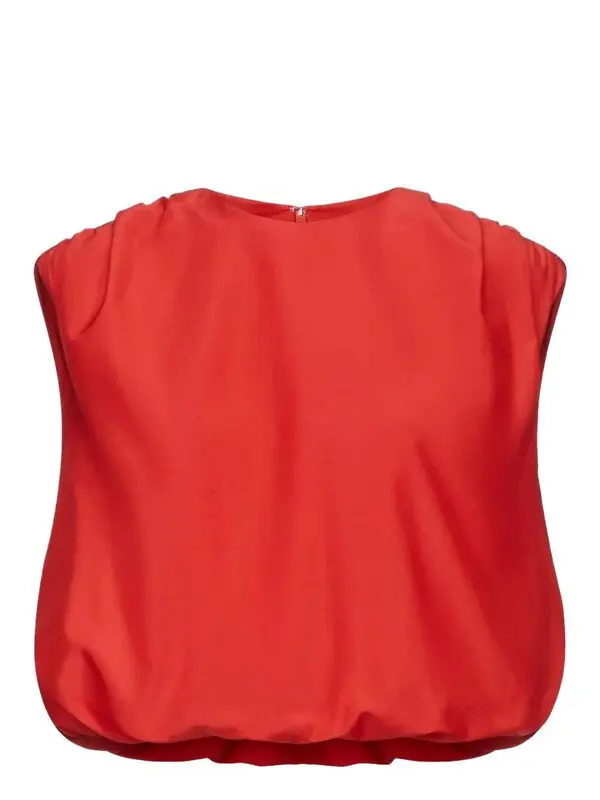 Loulou De Saison Sleeveless Gathered Shoulder Top - Red