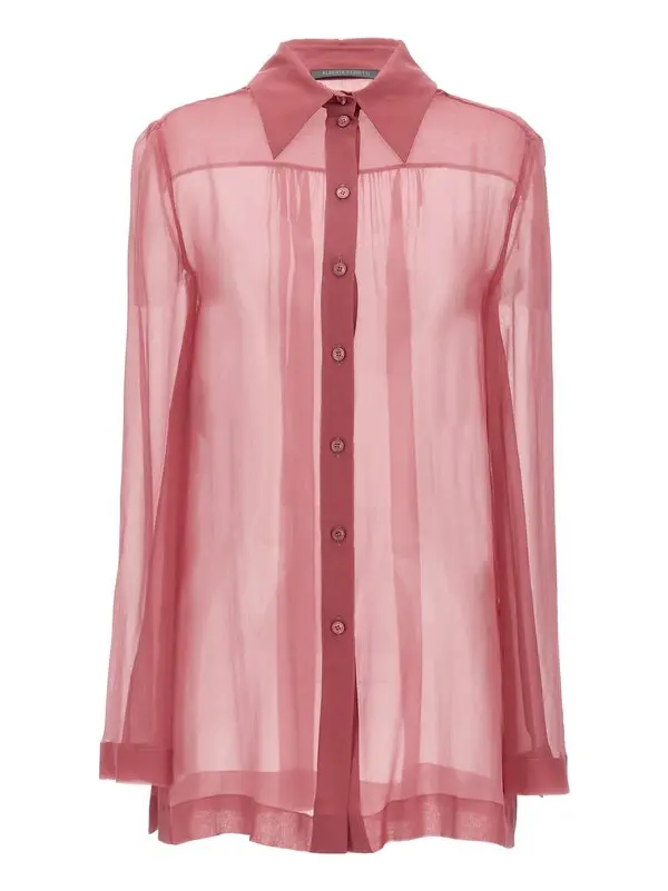Alberta Ferretti Long-sleeved Shirt With Lapels - Pink