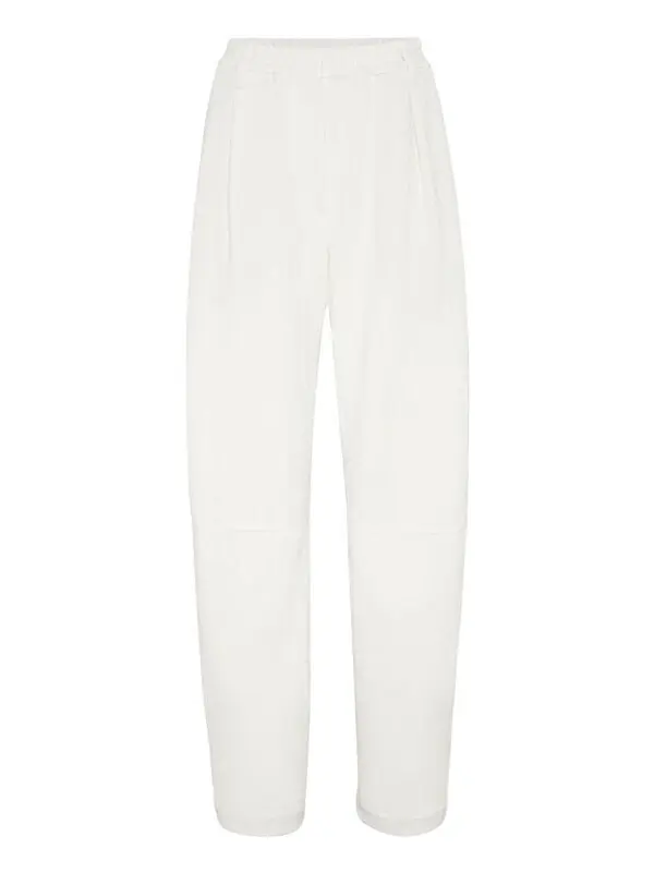 Brunello Cucinelli Pintuck Detailed Straight Leg Trousers - White