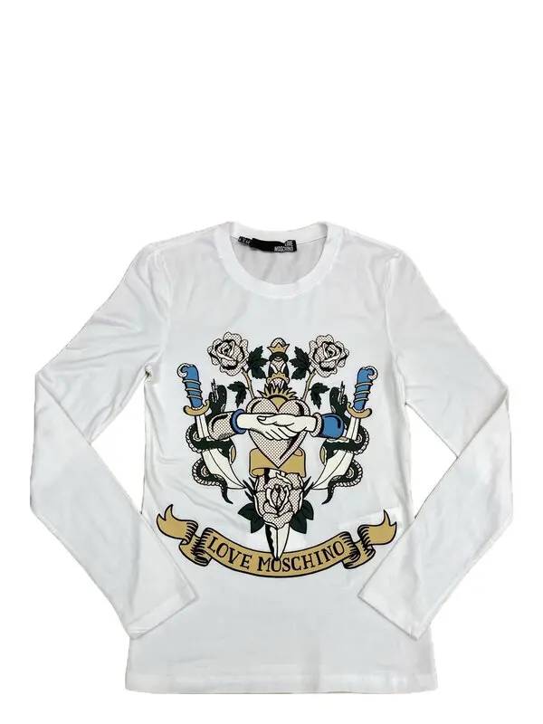 Moschino Long-sleeved T-shirt With Graphic Print - White