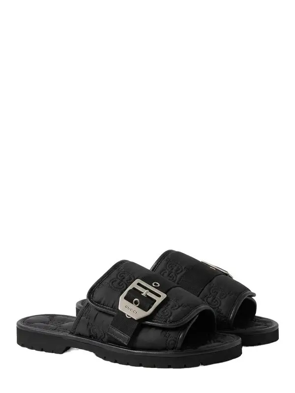 Gucci Buckled Quilted Sandals - Black