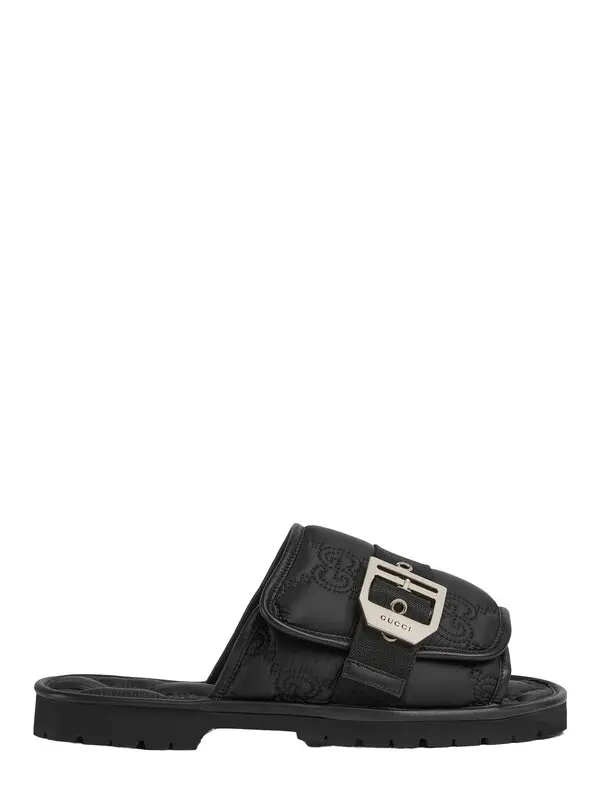 Gucci Buckled Quilted Sandals - Black