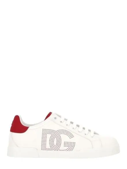 Dolce & Gabbana Portofino Dg Logo Perforated Lace-up Sneakers - White