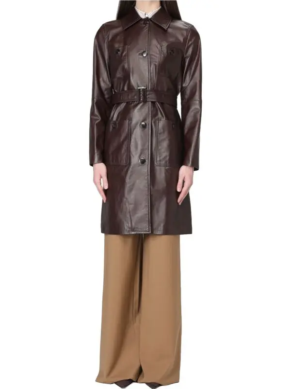 Max Mara Mstamacabuttoned Belted Coat - Brown