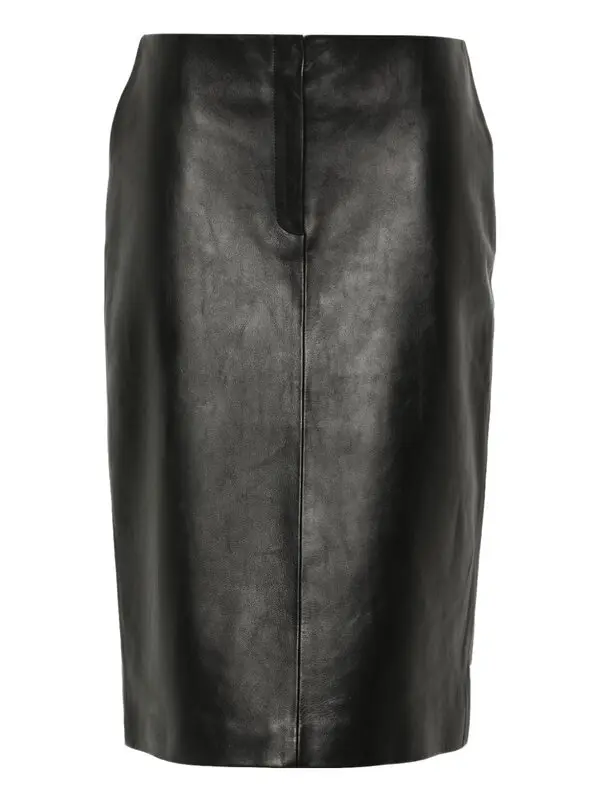 Magda Butrym Leather Pencil Skirt With Pinch Pleats - Black