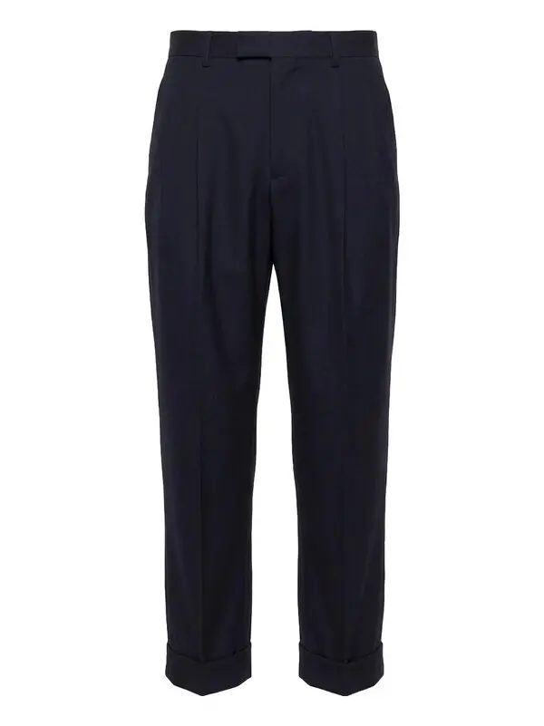 Gucci Pleated Front Monogrammed Trousers - Dark Blue