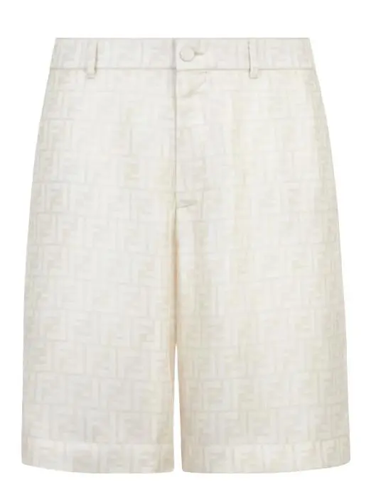 Fendi Ff Jacquard Satin Shorts - White