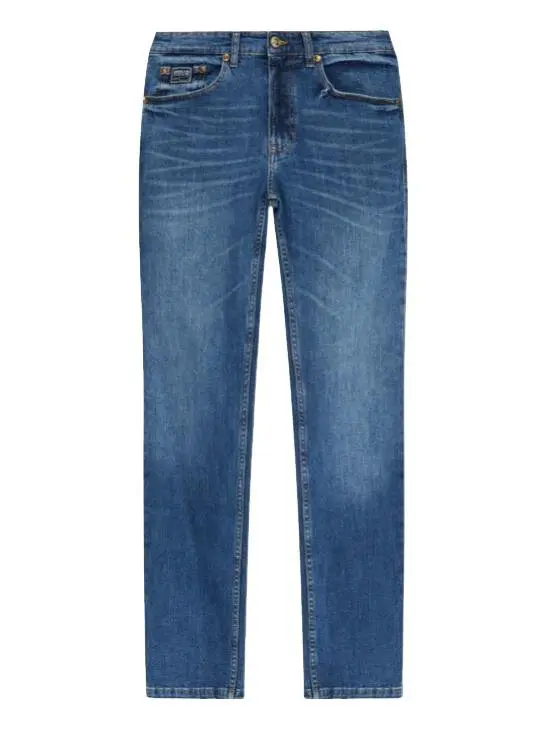 Versace Logo Patch Skinny Jeans - Blue