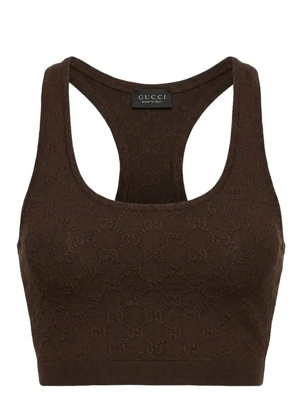Gucci Gg Jersey Jacquard Racerback Top - Brown