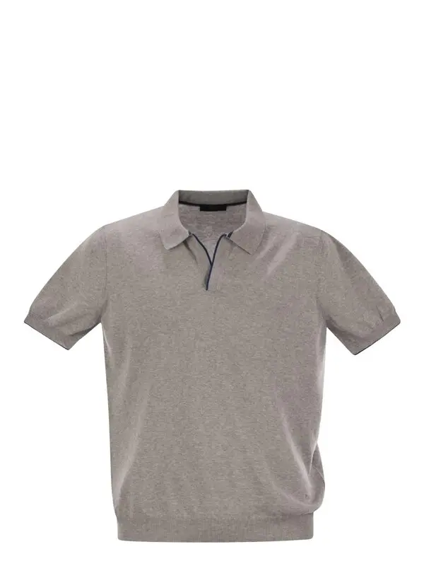 FAY Buttonless Knit Polo Shirts - Grey
