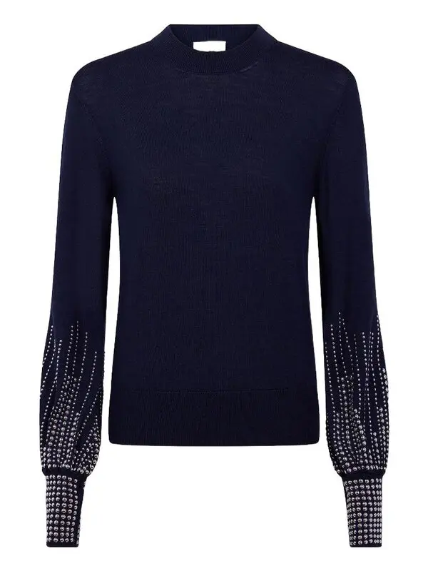 Rabanne Rivet Cuff Wool Sweater - Black