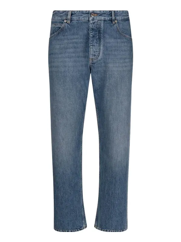 Bottega Veneta Washed Straight Leg Jeans - Medium Blue
