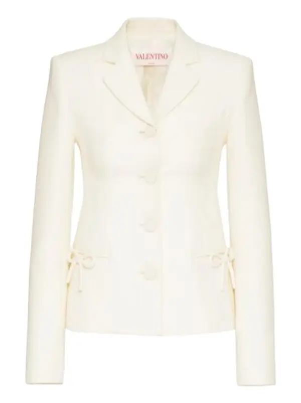 Valentino Garavani Crepe Couture Jacket With Bow Detail - Ivory White