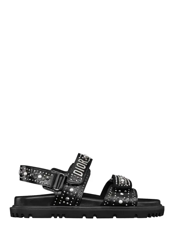 Dior Embellished Leather Sandals - Black