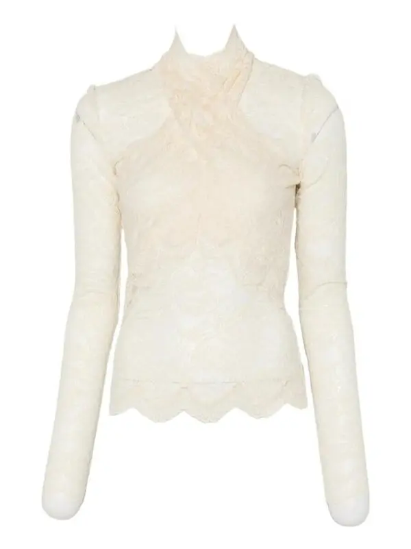 Rabanne Lace Mock-neck Top - White