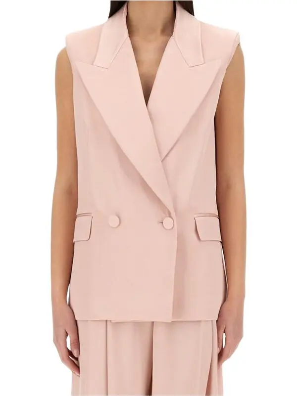 Nina Ricci Double-breasted Lapel Collar Vest - Nude
