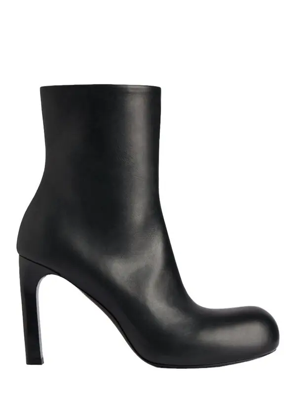 Balenciaga Round Toe Zip Up Heeled Boots - Black