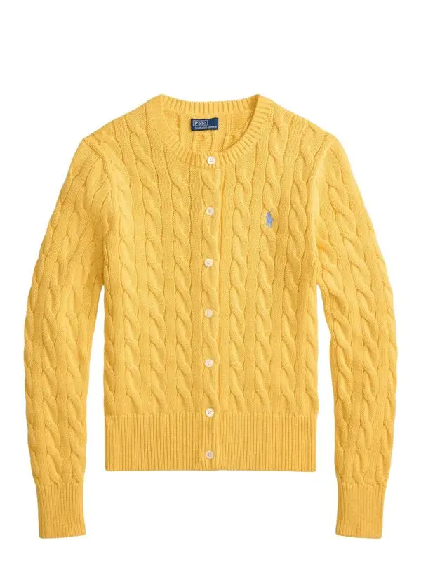 Polo Ralph Lauren Cable-knit Cardigan With Embroidered Logo - Fall Yellow