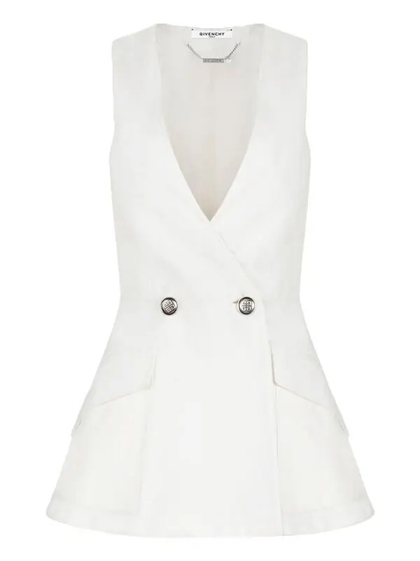 Givenchy Sleeveless Double Breasted Blazer Vest - Ivory White