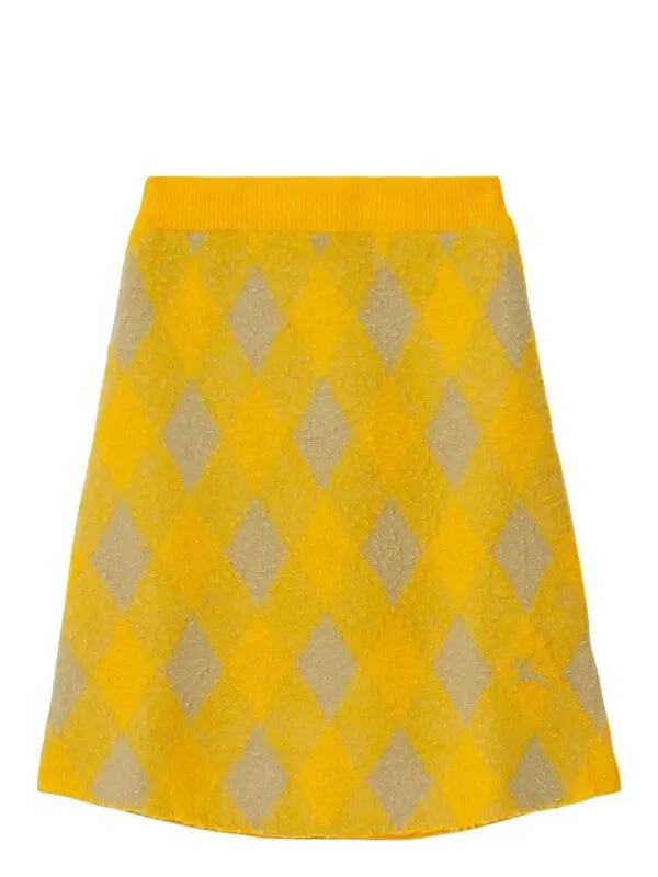 Burberry Checkered A-line Skirt - Yellow