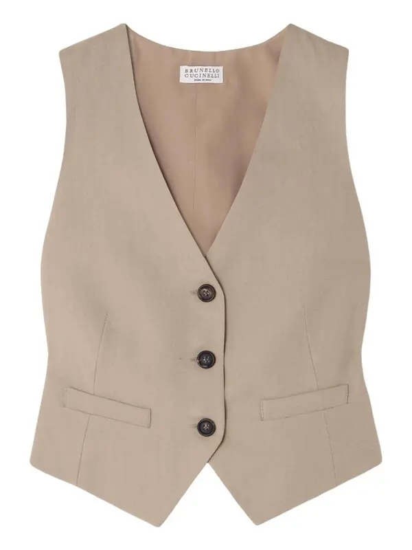 Brunello Cucinelli V-neck Waistcoat - Nude