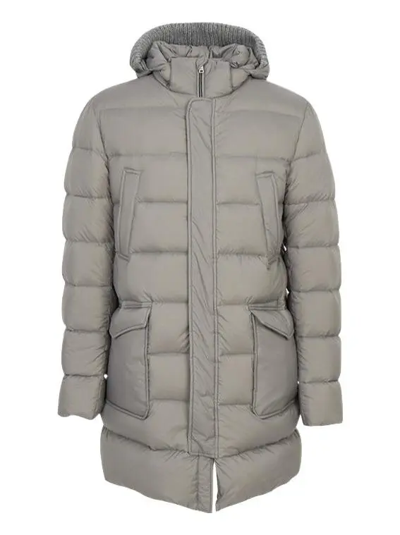 Herno Quilted Hooded Puffer Coat With Detachable Hood - Gray